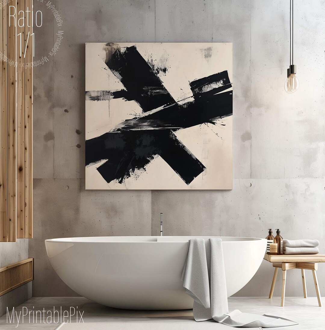 Minimalist Black & White Abstract X-shaped Wall Art - Modern Printable ...