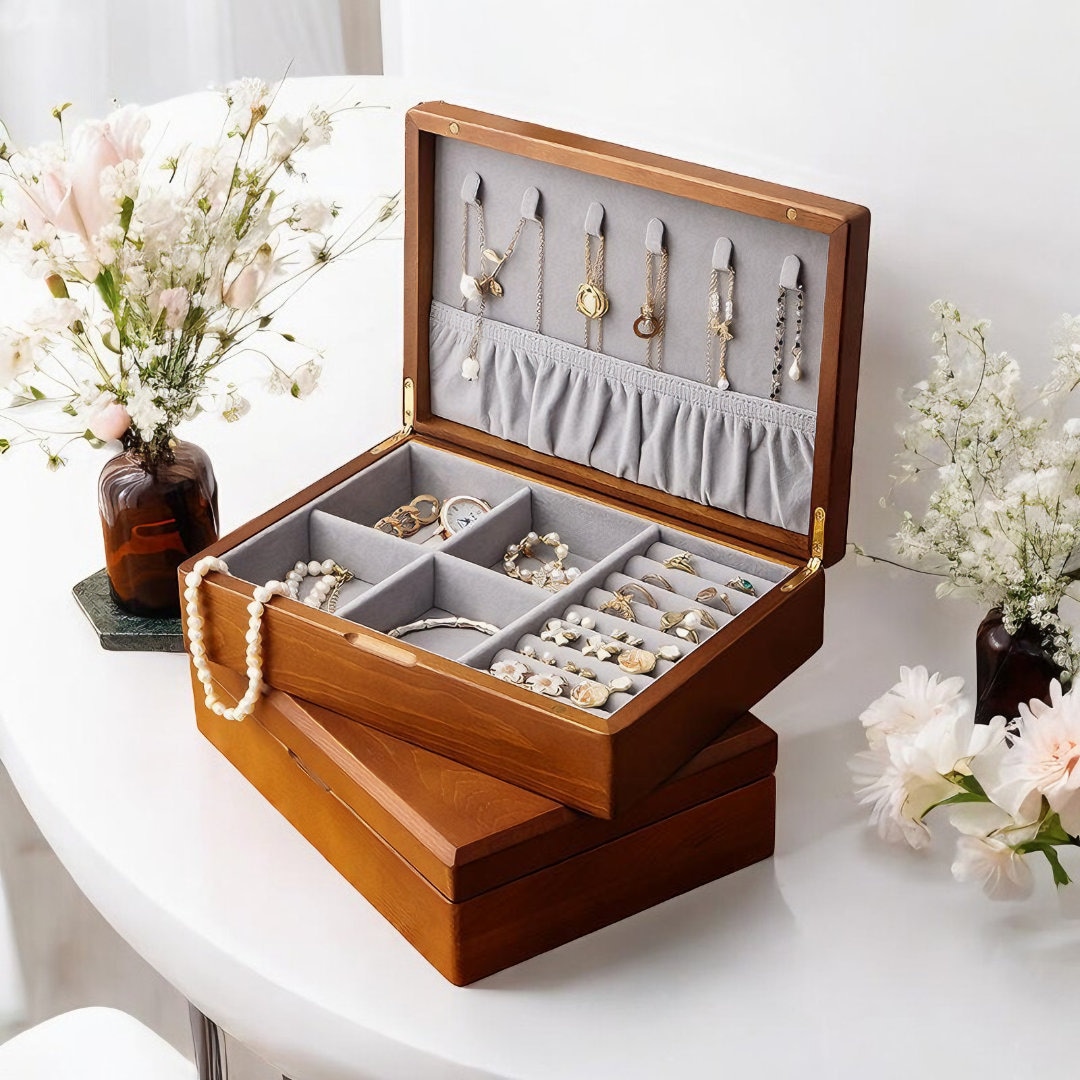 Wooden Box/travel Jewelry Box/wooden Jewelry Organizer/ring Holder ...
