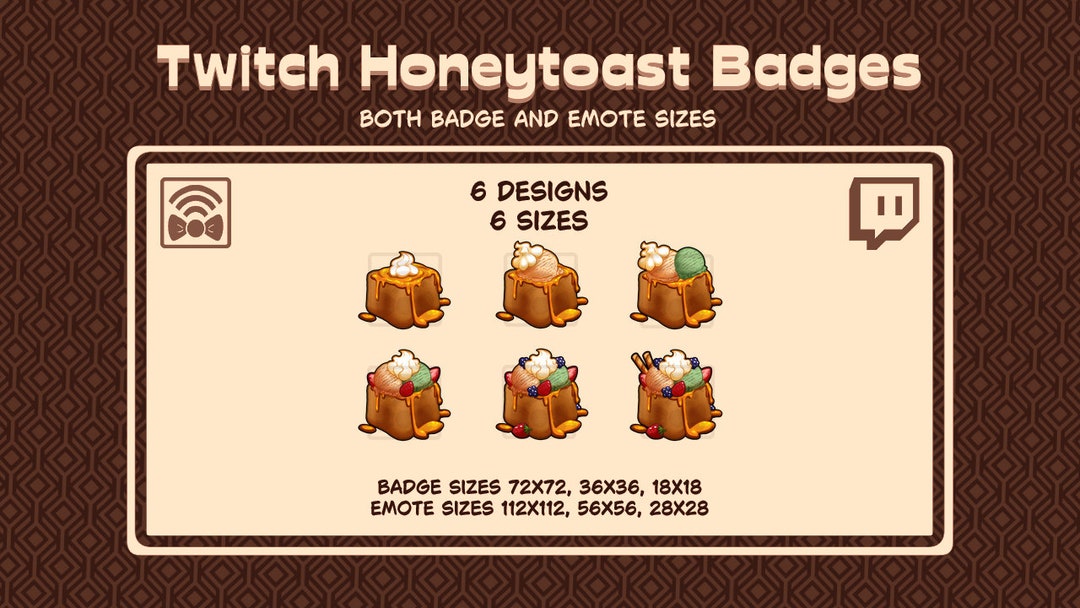 6 X Twitch Sub Badges / Cheer Bit Badges | Honey Toast - Etsy