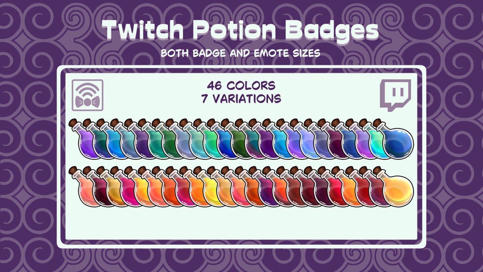 7 X Twitch Sub Badges / Cheer Bit Badges | Potion Bottles - Etsy
