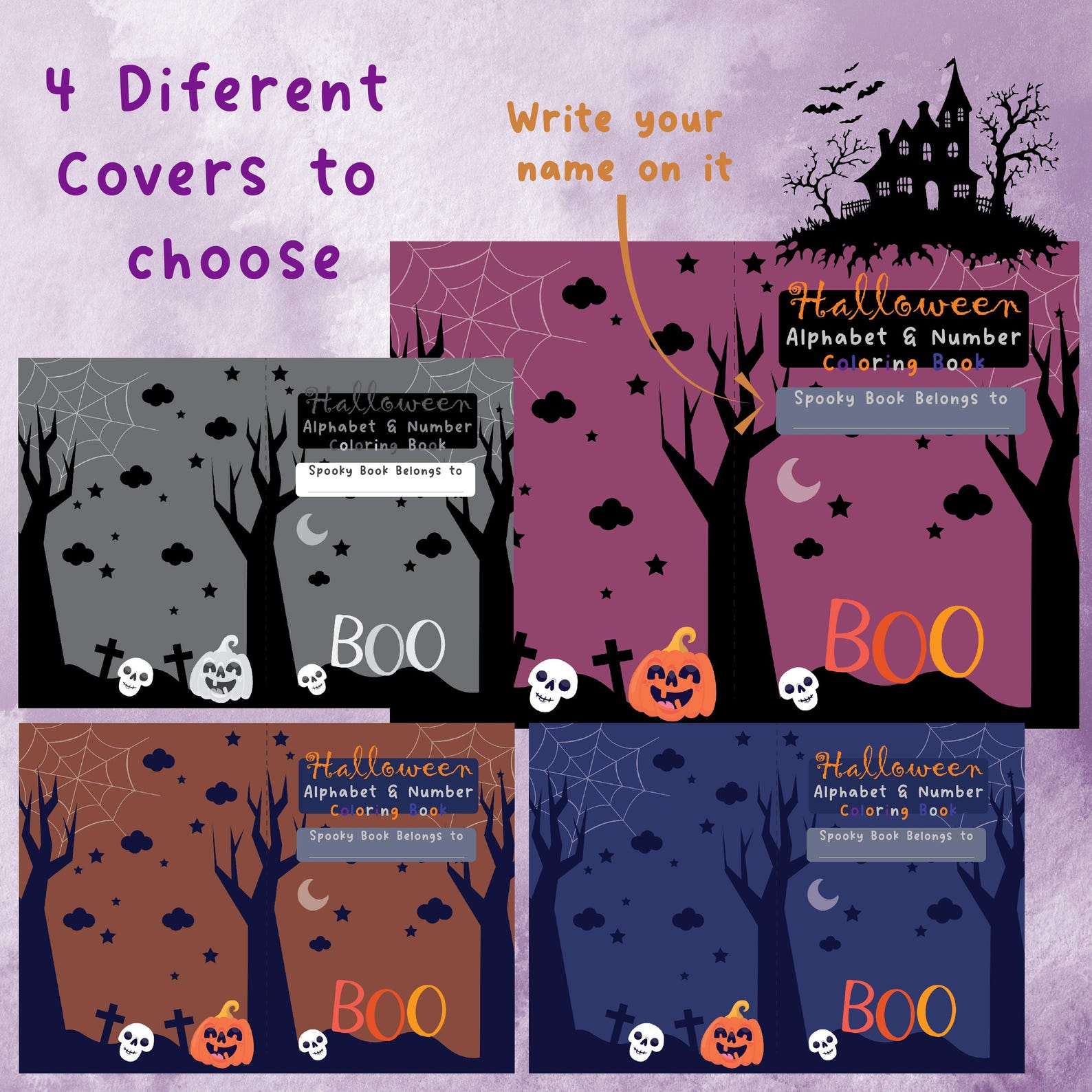Halloween Alphabet and Numbers Coloring Pages, Spooky Halloween ...