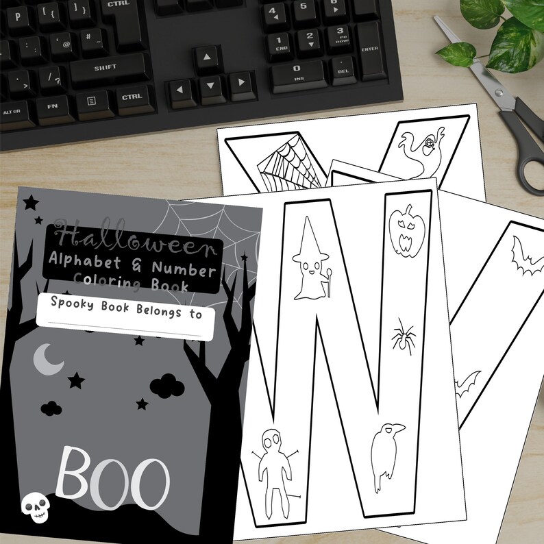 Halloween Alphabet and Numbers Coloring Pages, Spooky Halloween ...