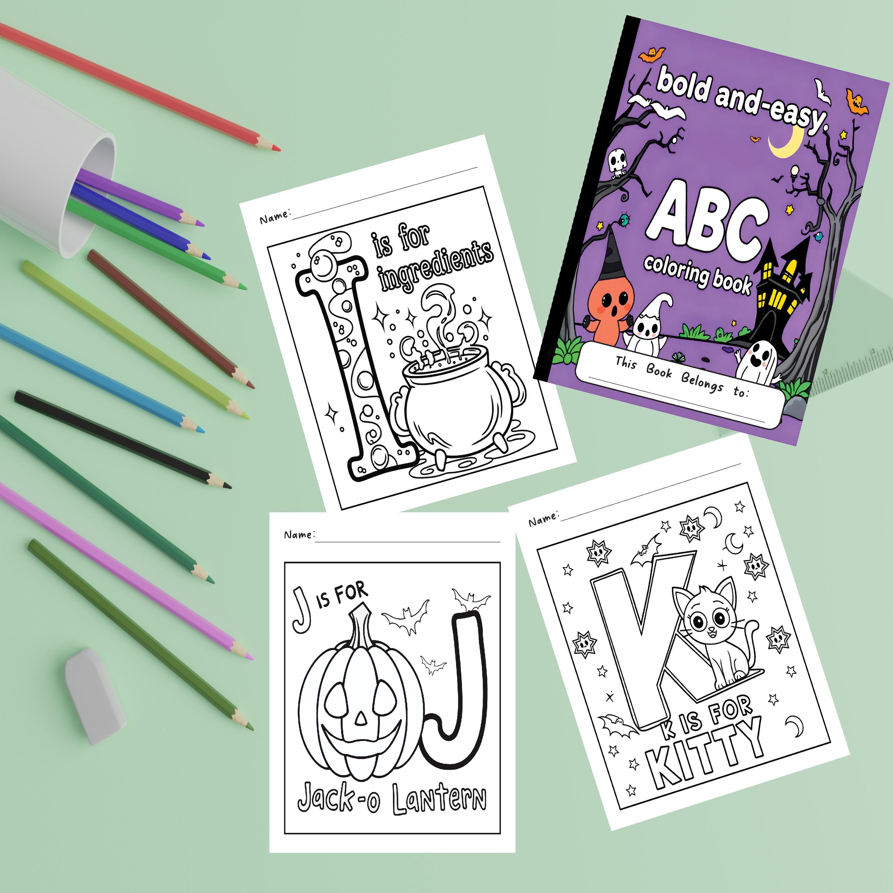 Bold and Easy Halloween Alphabet Coloring Pages Plus Bonus Cute ...