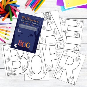 Halloween Alphabet and Numbers Coloring Pages, Spooky Halloween ...