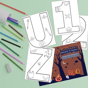 Halloween Alphabet and Numbers Coloring Pages, Spooky Halloween ...