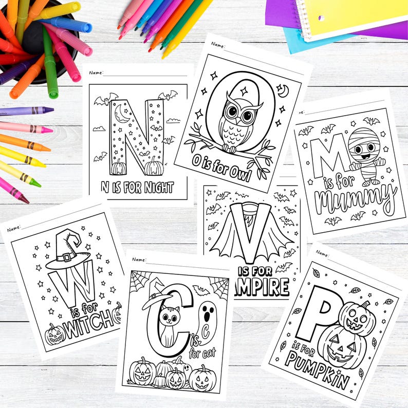 Bold and Easy Halloween Alphabet Coloring Pages Plus Bonus Cute ...