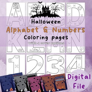 Halloween Alphabet and Numbers Coloring Pages, Spooky Halloween ...