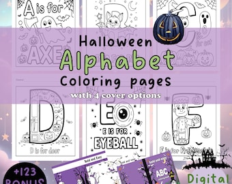 Halloween Alphabet Coloring Pages - Etsy