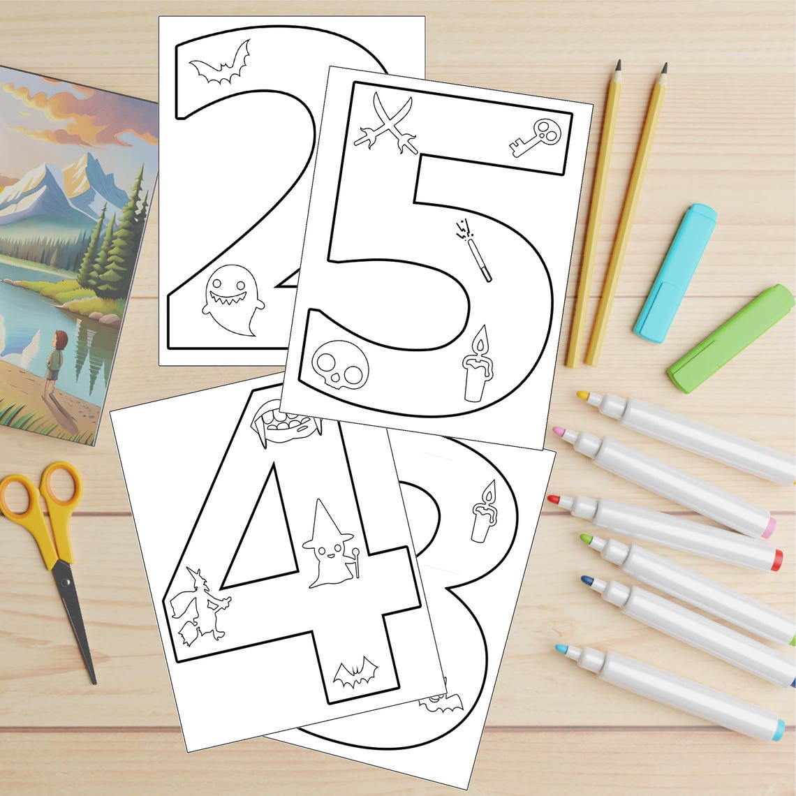 Halloween Alphabet and Numbers Coloring Pages, Spooky Halloween ...