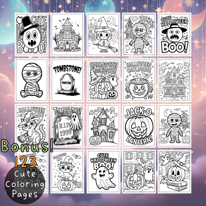 Bold and Easy Halloween Alphabet Coloring Pages Plus Bonus Cute ...
