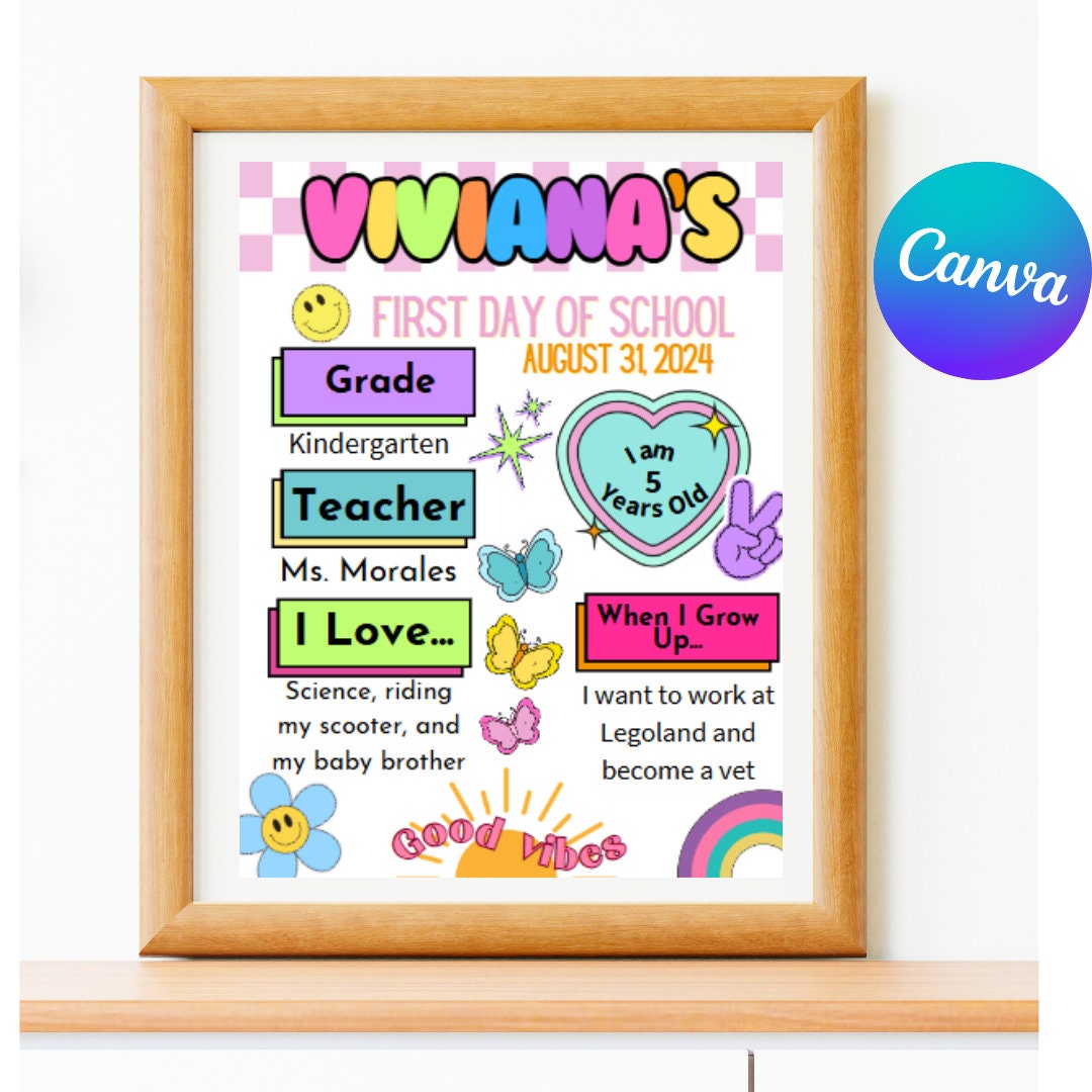 Customizable First Day of School Printable, Back to School Prop, First ...