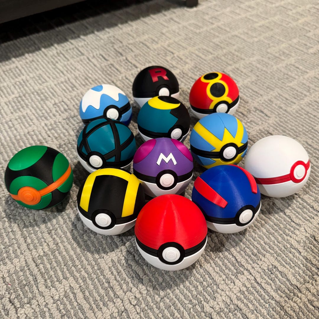 Poke Ball Functional Opening Container With Hinge 3D Print Replica ...