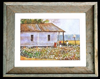 Cotton Field Folk Art Down In Louisiana Prints | Etsy
