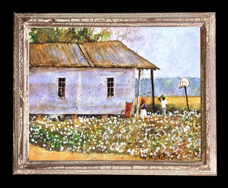 Cotton Field Folk Art Down In Louisiana Prints and | Etsy