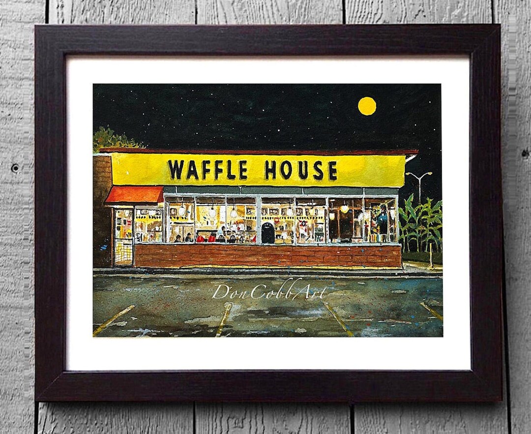 Waffle House, Full Moon, Breakfast, Pancakes, Restaurant Art, Framed ...