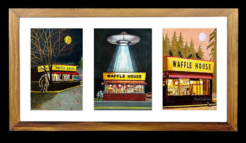 Waffle House Art, 20x12 Frame, 3 Window Mat, Signed and Numbered Prints ...