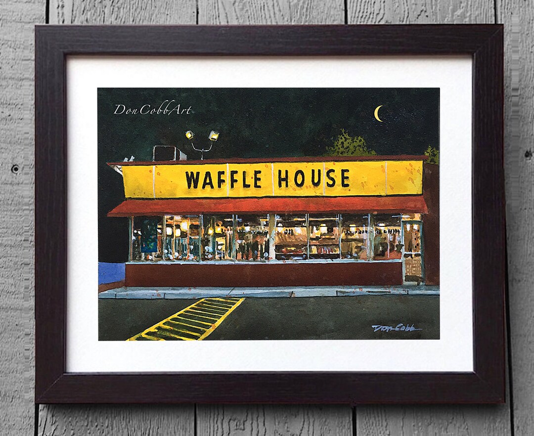 Waffle House Crescent Moon Breakfast, Pancakes, Restaurant Art, Framed ...