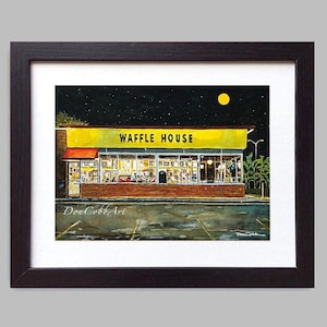 Waffle House, Full Moon, Breakfast, Pancakes, Restaurant Art, Framed ...