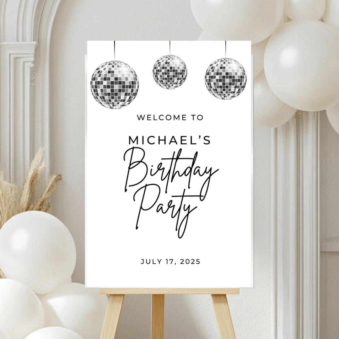 Custom Birthday Party Sign, Disco Birthday Party Sign, Birthday Party ...