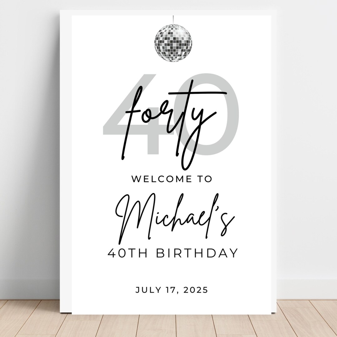 Custom 40th Birthday Party Sign, Simple Birthday Party Sign, Birthday ...