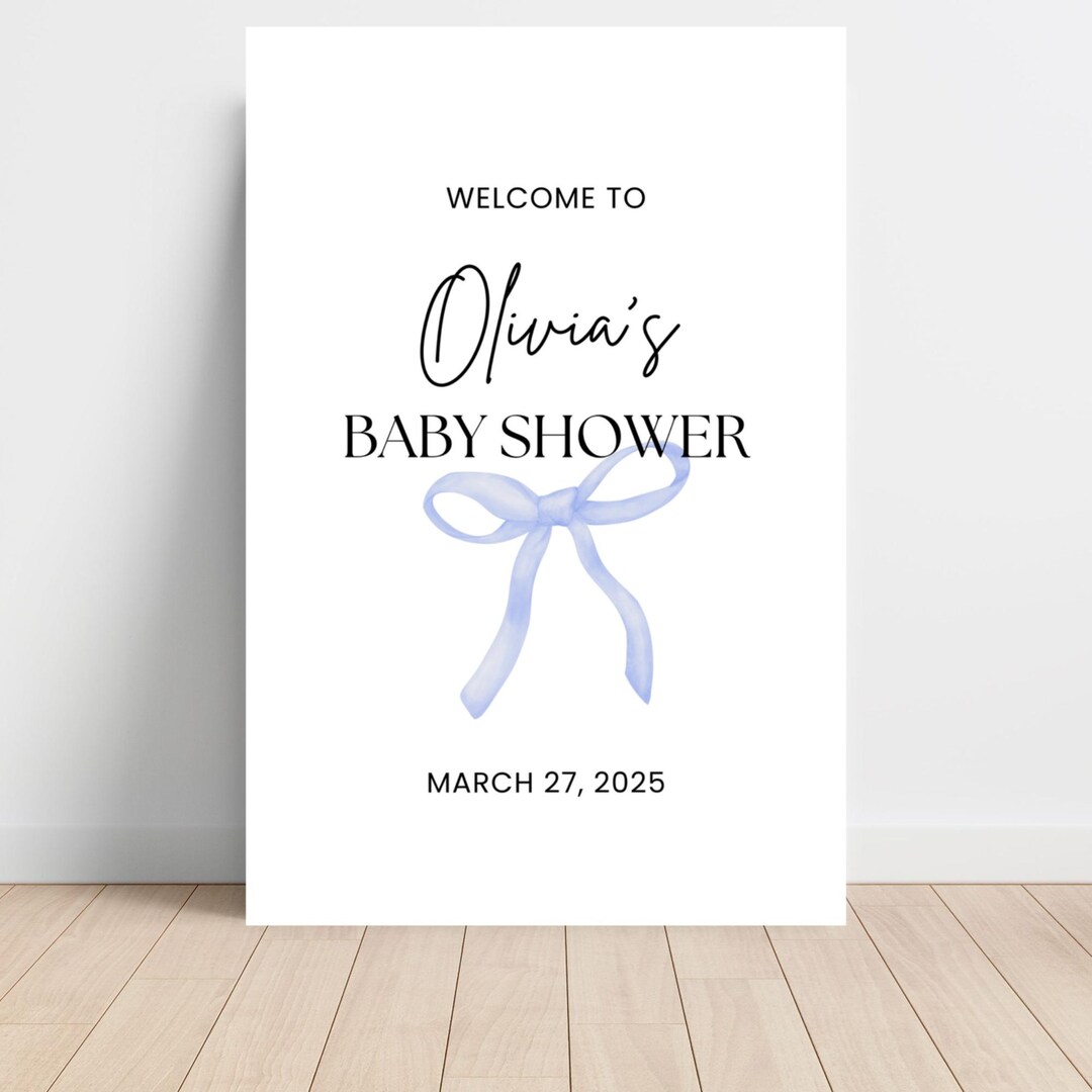 Custom Baby Shower Sign, Baby Shower Decor, Baby Shower Bow Sign ...