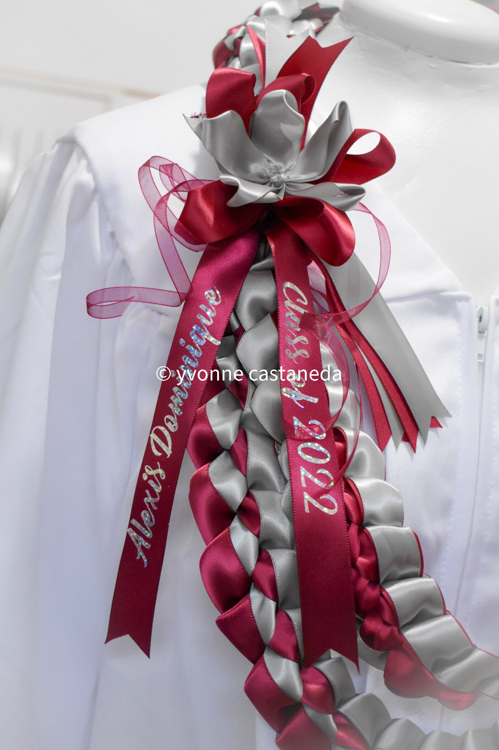Personalized Graduation Double Satin Lei With Satin Plumeria Flower - Etsy