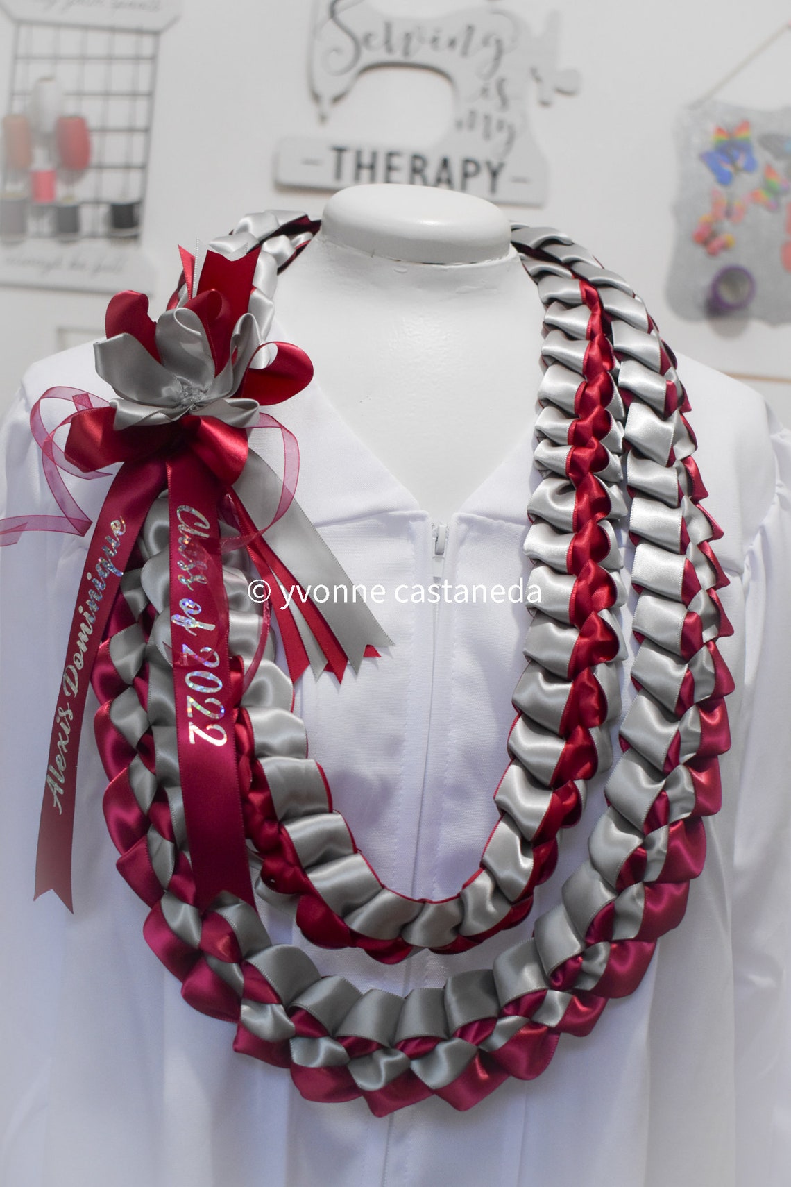 Personalized Graduation Double Satin Lei With Satin Plumeria Flower - Etsy