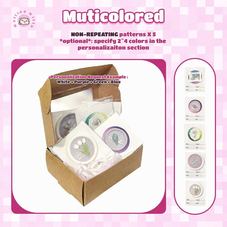 5 Assorted Premade Wax Seals Mystery Box Multi-toned Mystery Box Gift ...