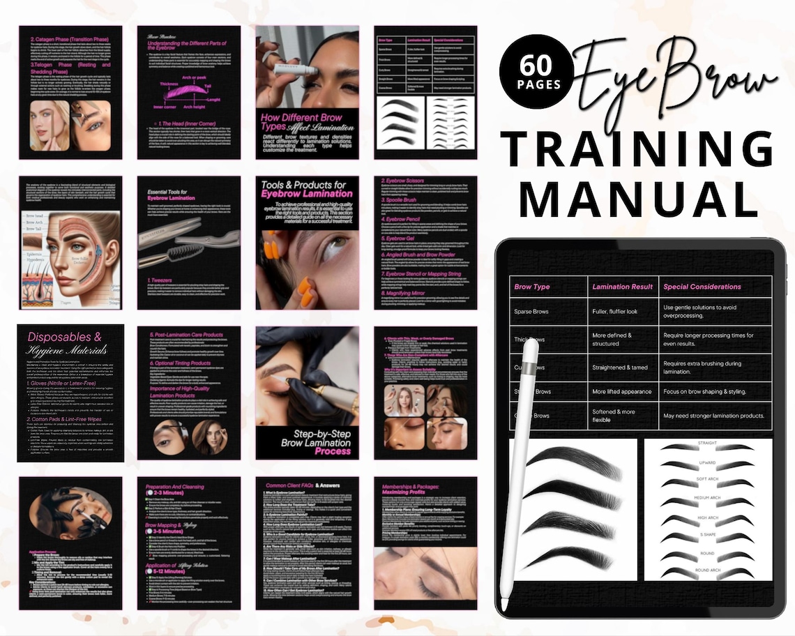Eyebrow Lamination Training Manual & Certificate: Brow Course (editable ...