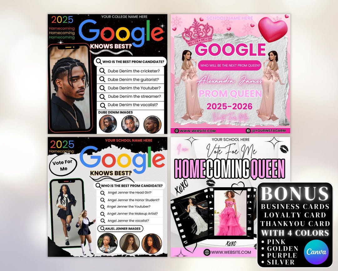 4 Vote Prom Queen Flyer, Homecoming Flyer, Prom Flyer, Canva Template ...