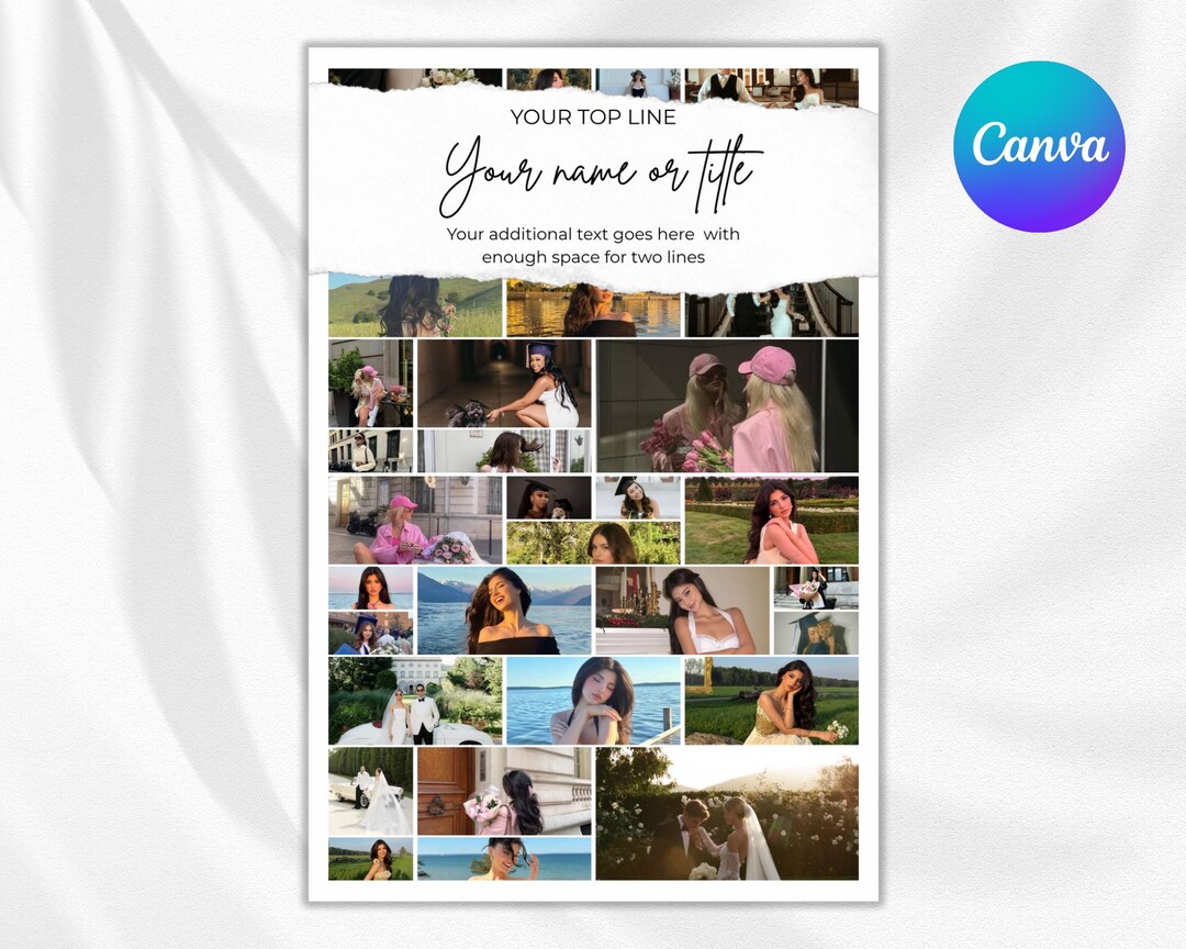 24x36 Photo Collage, Poster Collage Template for 47 Photos, Poster Size ...
