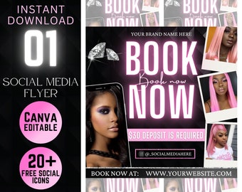 Editable Book Now Flyer, DIY Appointments Available Template, Premade Flyer Template, Hair ...