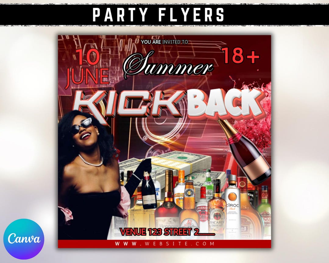 Kickback Party Flyer, Editable Kickback Club Flyer, Club DJ Party ...