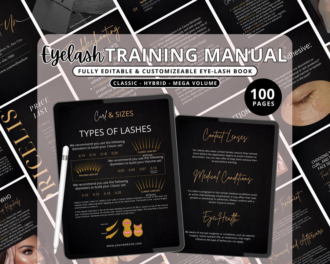 Lash Training Editable Guide | Classic Hybrid Volume Training | Eyelash Training Manual | Lash ...