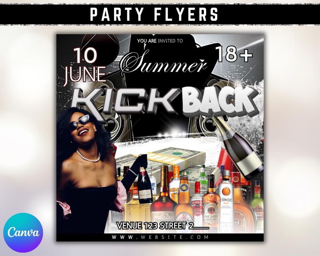 Kickback Party Flyer, Editable Kickback Club Flyer, Club DJ Party ...