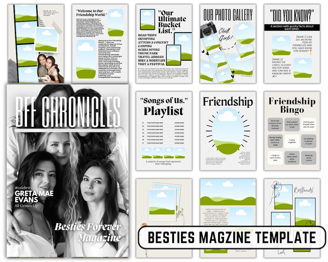 Customizable Magazine Template - Bestie Edition - 40 Pages - Etsy