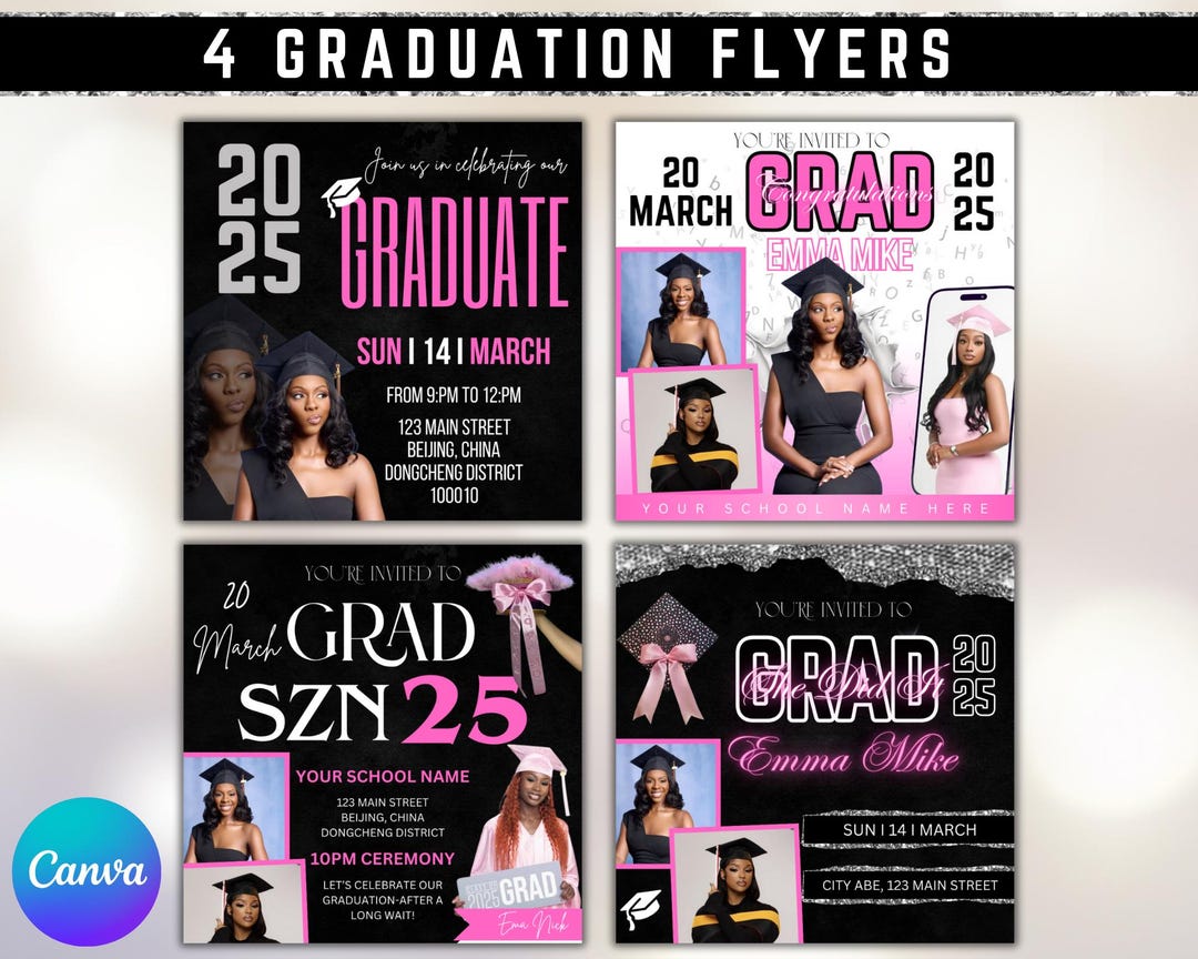 4 Graduate Flyer, Graduation Party Flyer, Graduation Invitation ...