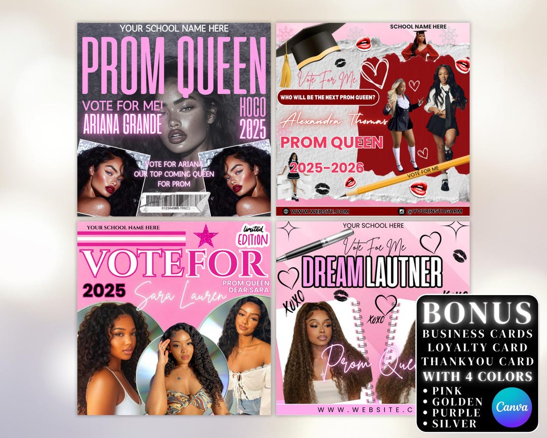 4 Editable Homecoming Queen Flyer, Vote for Me Flyer, School Flyer ...