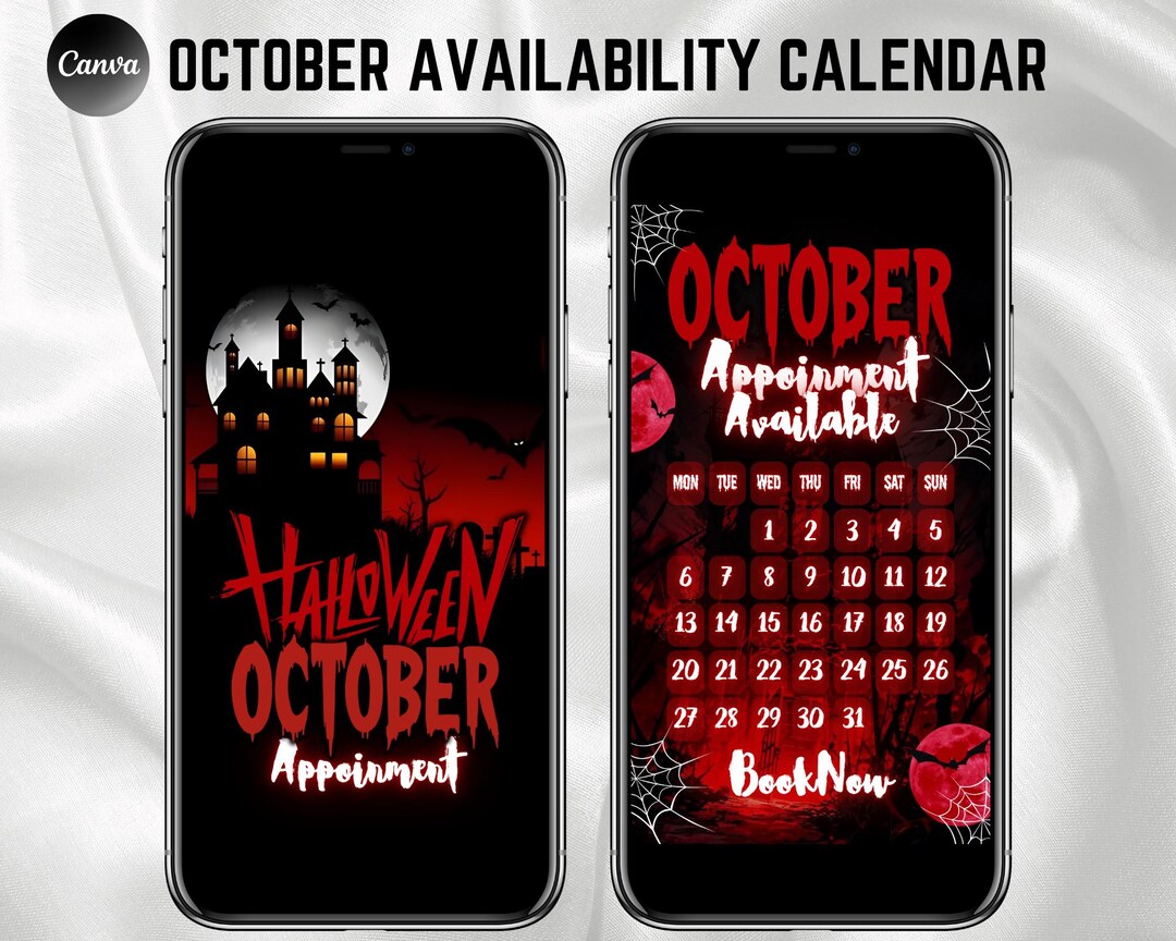 October Halloween Calendar Canva Template: Instagram Story Appointments ...