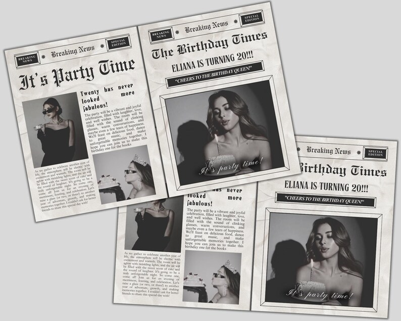 Birthday Newspaper Template, Custom Newspaper Large, the Birthday Times ...