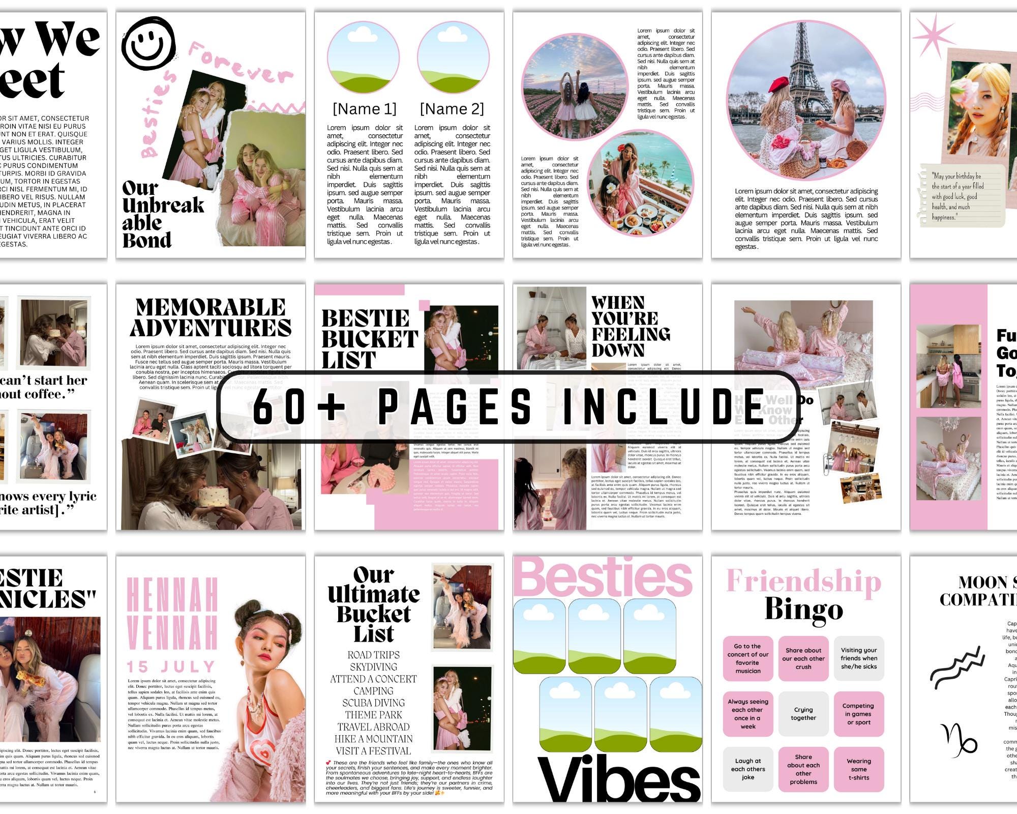 Printable Bestie Magazine Template - Personalized Besties Gift, Custom ...