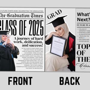 Graduation Newspaper Template: Printable Party Invitation (canva) - Etsy