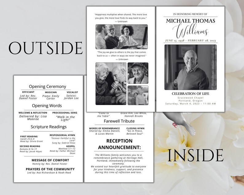 Catholic Funeral Program Template: 4-page Mass Booklet (5.5x8.5 ...