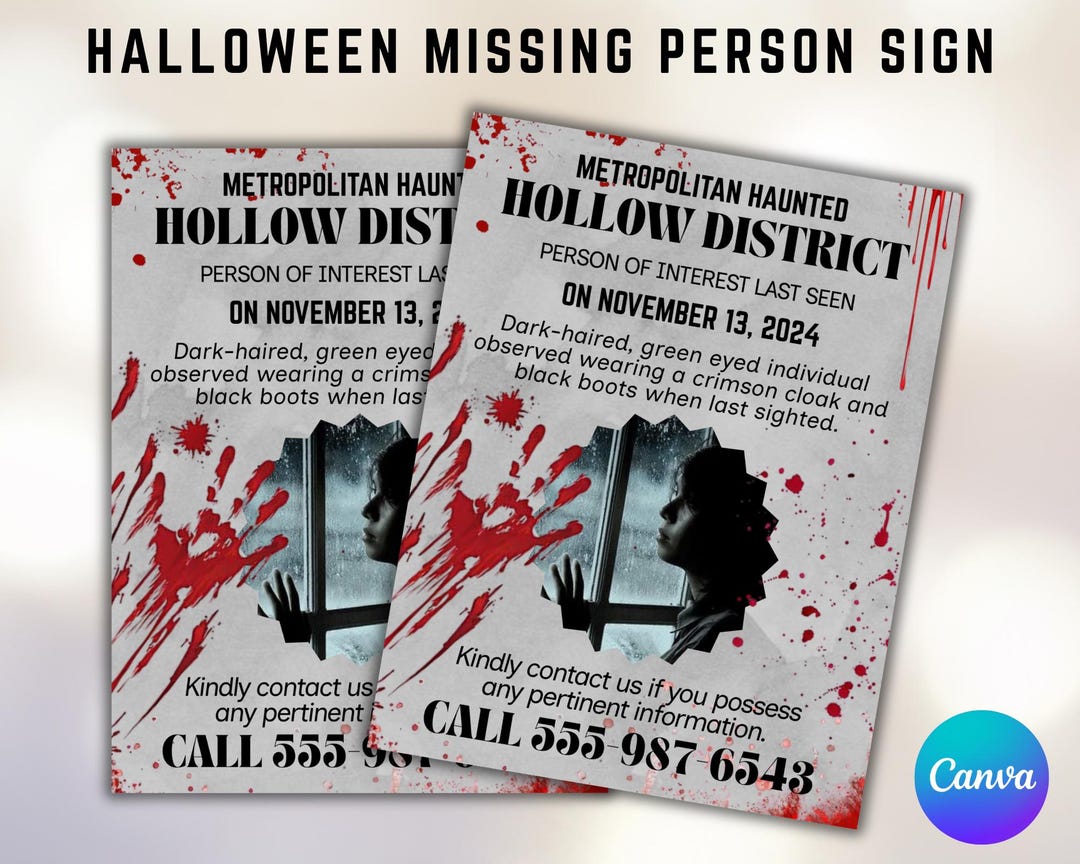 Halloween Missing Sign - Editable Canva Poster Template - Etsy