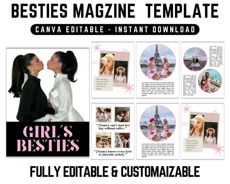 Bestie Magazine Template: Personalized Friendship Keepsake (PDF) - Etsy
