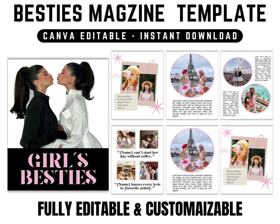 Printable Bestie Magazine Template - Personalized Besties Gift, Custom ...