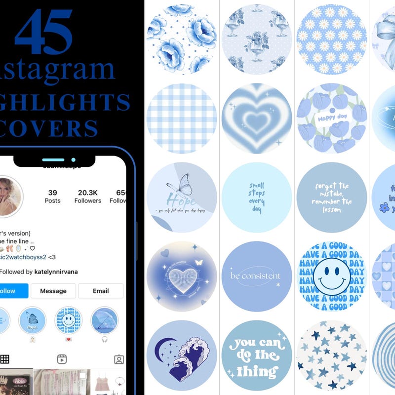 Blue Instagram Icons - Etsy