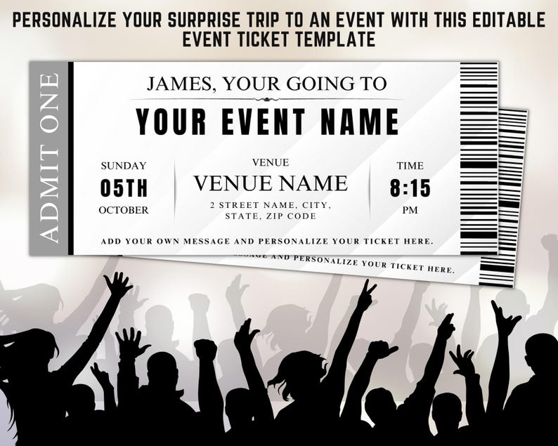 Concert Ticket, Ticket 2024, Memorabilia Concert, Personalized Music ...