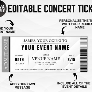 Concert Ticket, Ticket 2024, Memorabilia Concert, Personalized Music ...