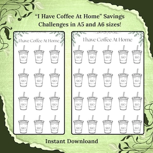 I Have Coffee at Home Savings Challenge Printables || A5 & A6 Cash ...